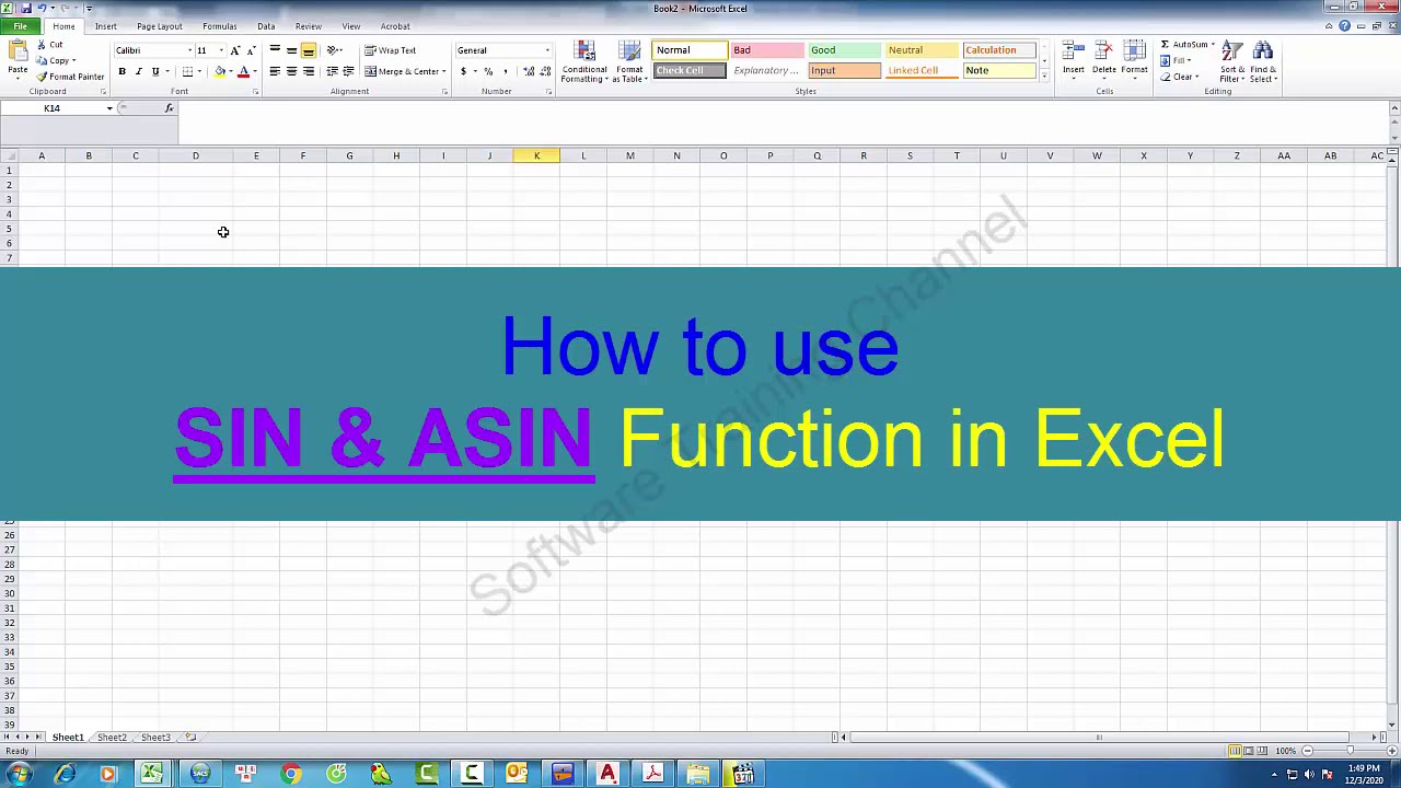 How to use SIN and ASIN Function in Excel - Software training