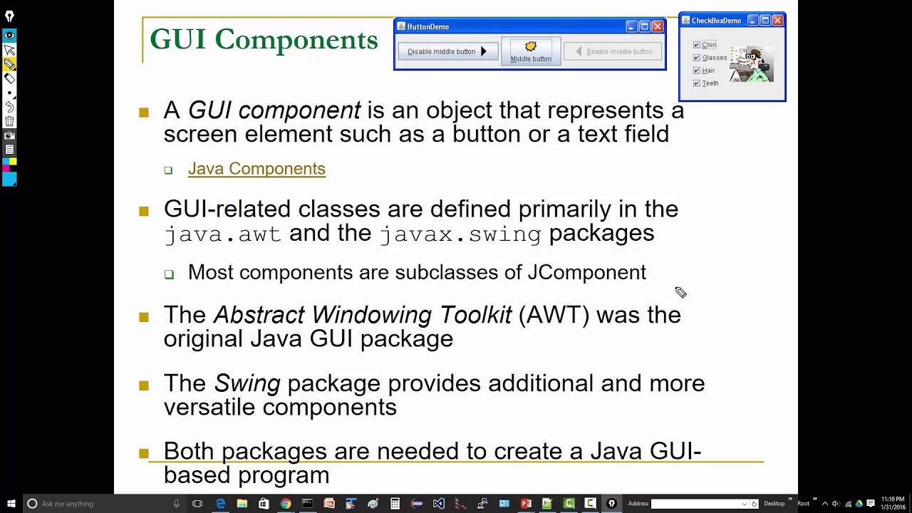 Java Swing Containers and Components Video 1