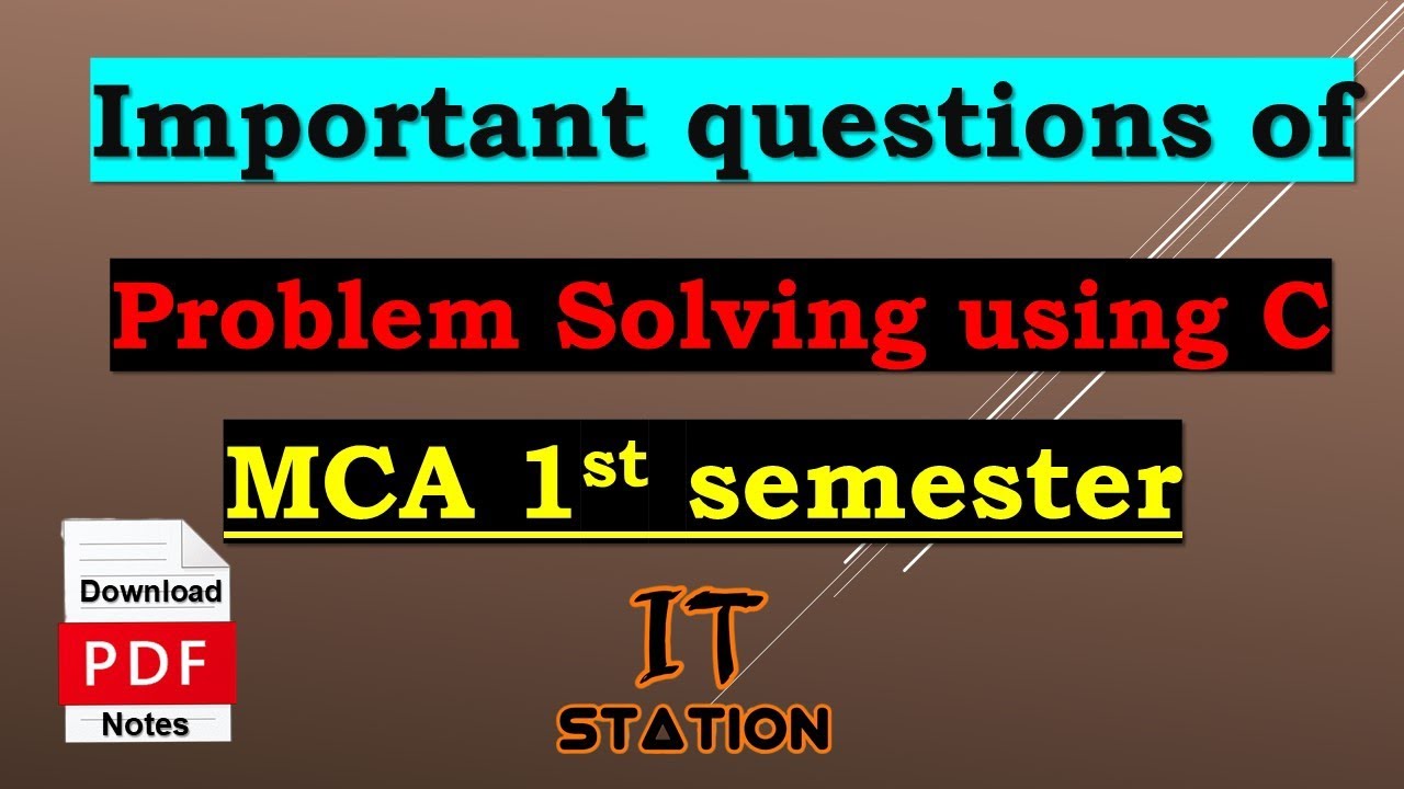Essential Questions for MCA First Semester: Problem Solving Using C ... Essential Questions for MCA First Semester: Problem Solving Using C ...