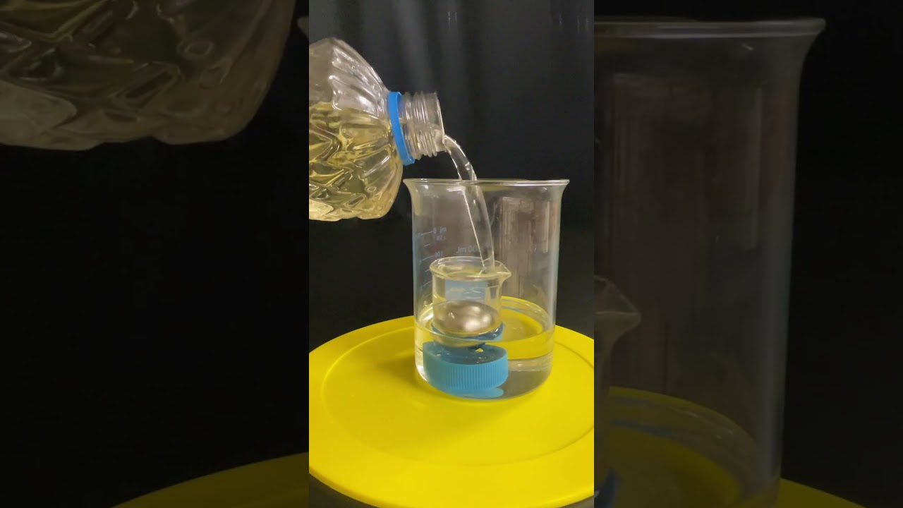 Index of refraction demo - Pyrex and Vegetable Oil.