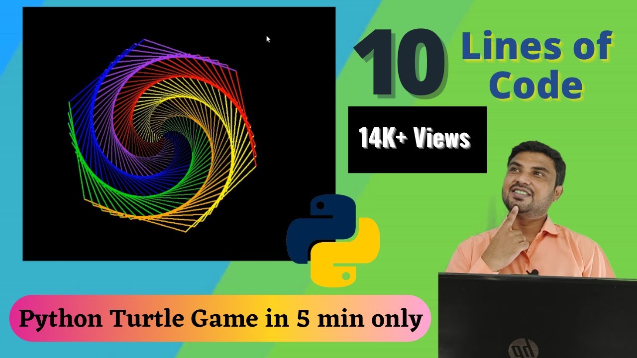 Python  Turtle Program  in 5 minutes only | Python Turtle Game | Python game easy in 10 Lines Code