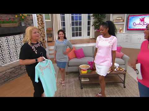 Quacker Factory Apple Blossom Embroidered Elbow Sleeve Knit T-shirt on QVC