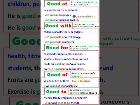 Prepositions | Good + at, with, for, of, to | English Grammar