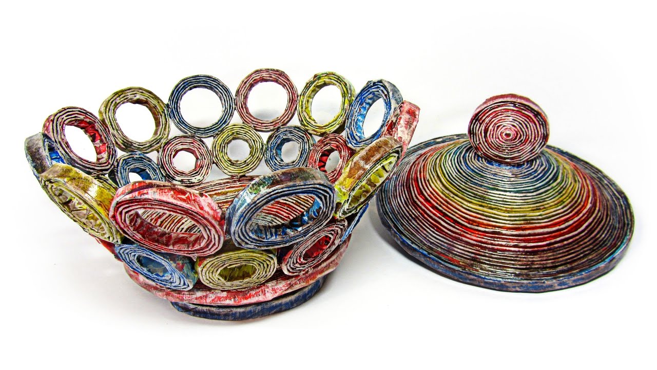 How to make newspaper baskets with lids. Paper crafts