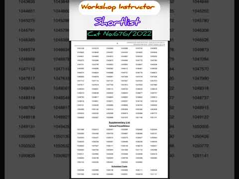 Workshop Instructor Shortlist Out||Cat No:676/2022#keralapsc #shortlist