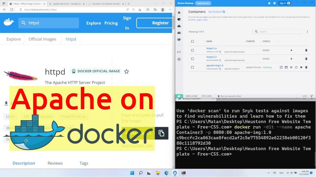 How to install Apache web server in a Docker container