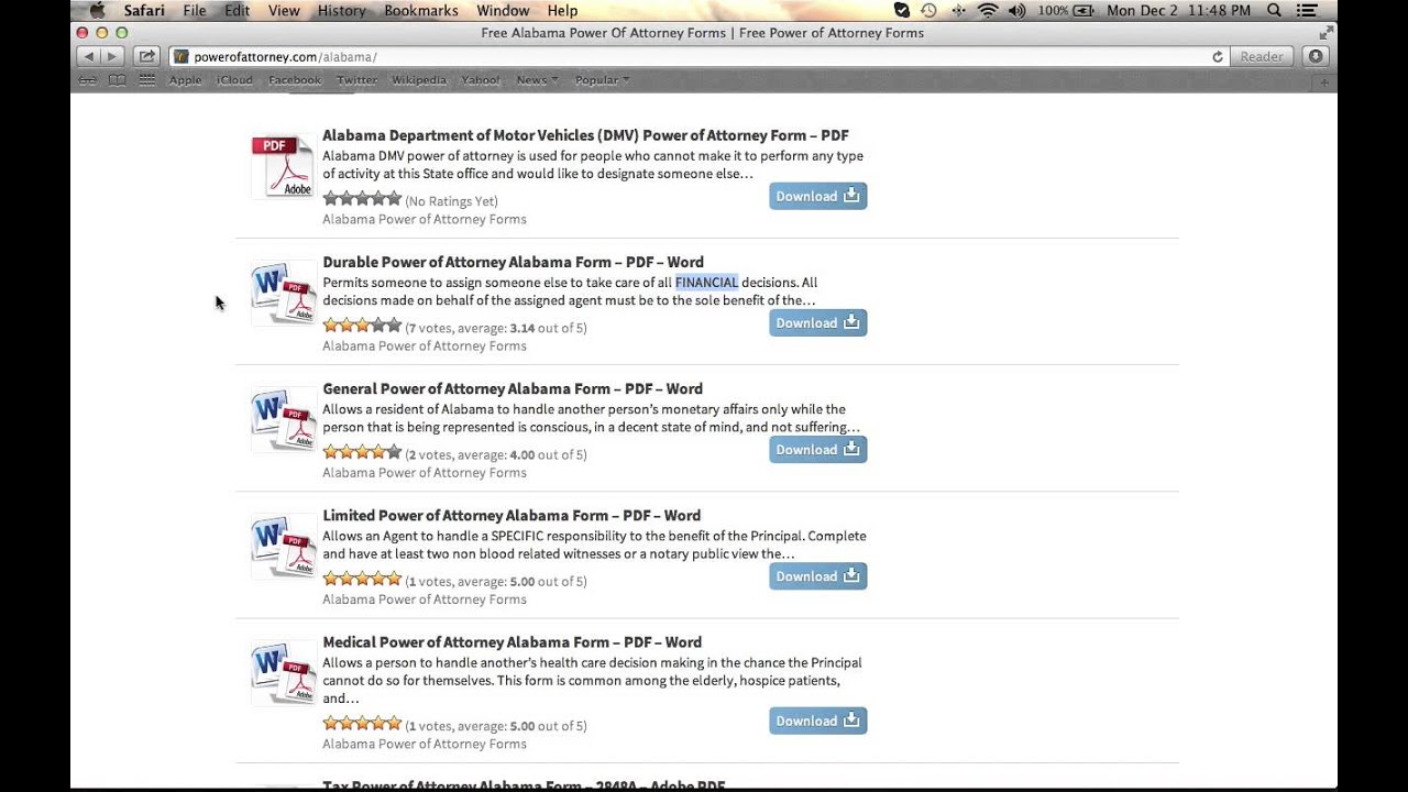 Free Alabama Power of Attorney Forms - PDF - Word