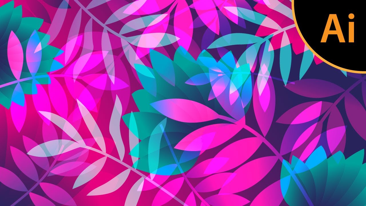 Tropical illustration for background with geometric shapes in Adobe Illustrator
