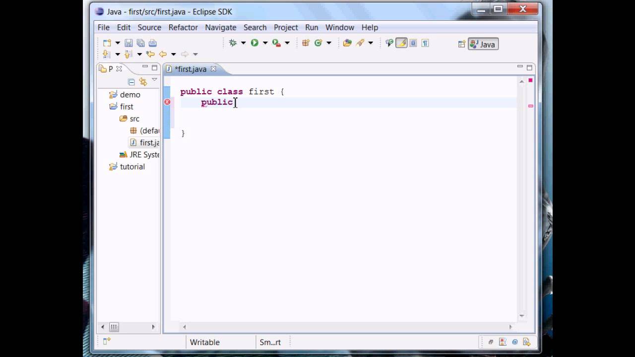 java  eclipse vedio tutorial creating project and running first program