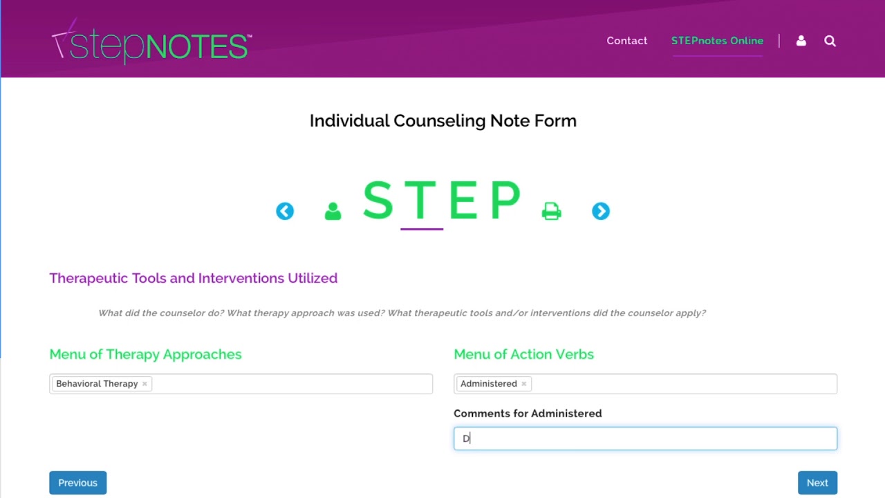 STEPnotes Online Tool for Progress Notes