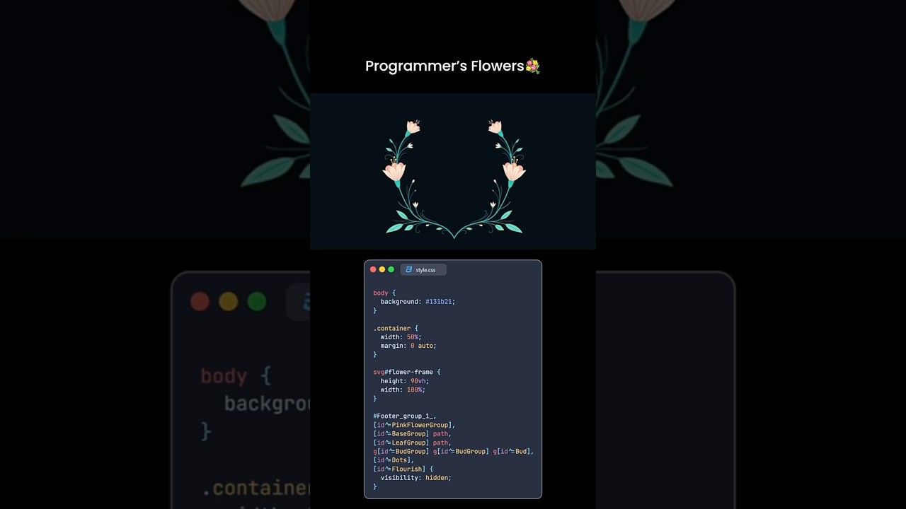 Programmers flower design using CSS #trending #coding #htmlcss #shortvideo #webdev #shorts ￼#js #js