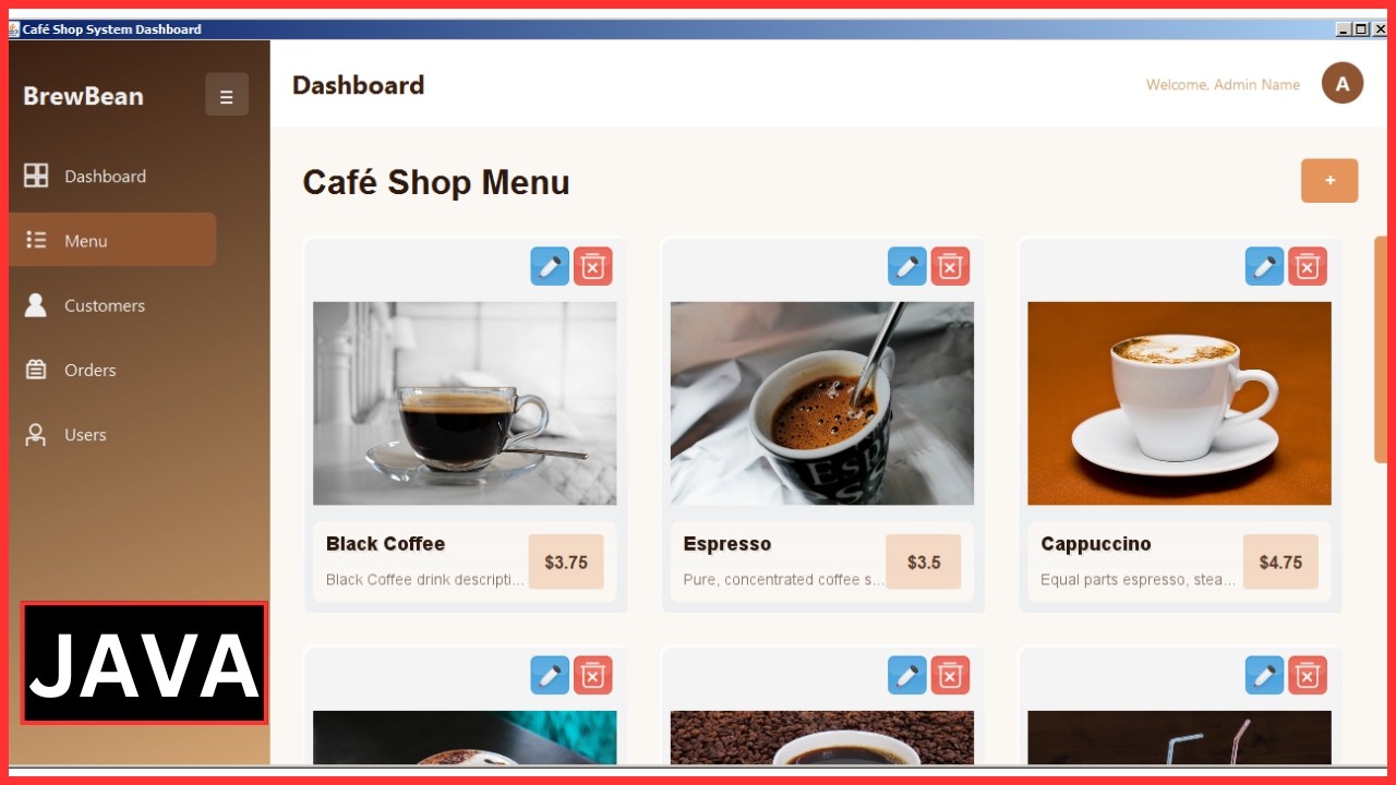 Java Coffee Shop Management System Source Code - Java Cafe Project With MySQL Database In NetBeans