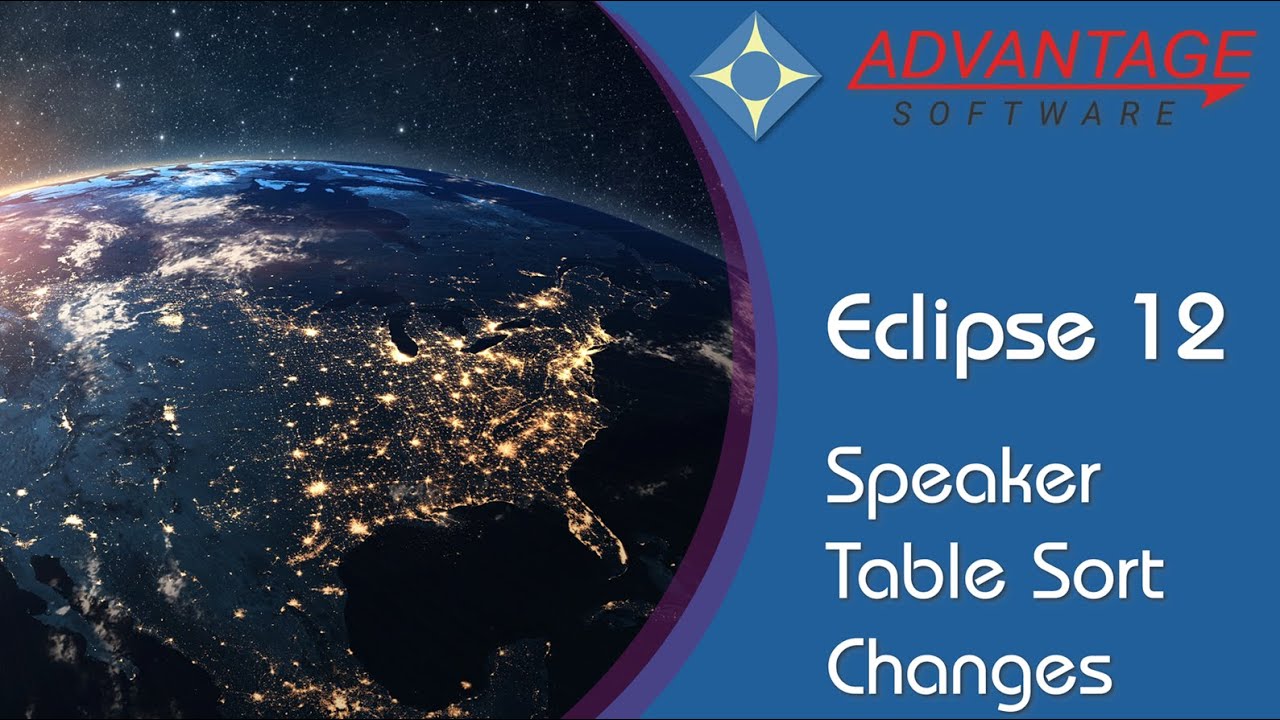 Eclipse 12 - Speaker Table Sort Changes