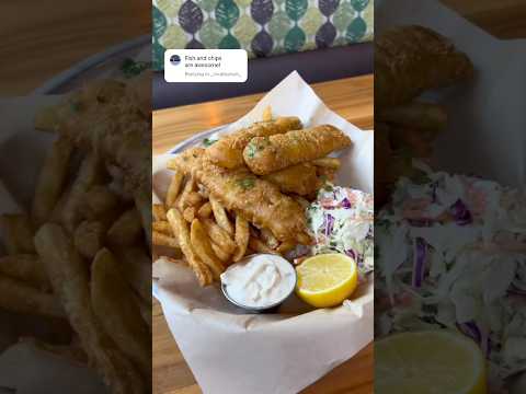 Our pale ale beer battered Fish + Chips comes with tartar sauce, creamy apple cider slaw and fries🐟