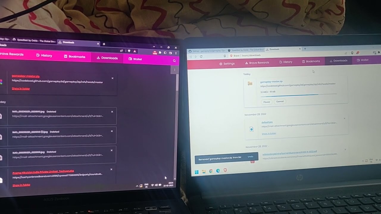 Tachyon v Airtel github file download comparison.