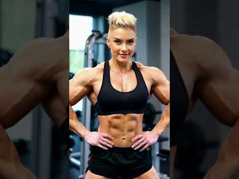 Muscular and mommy blonde AI animation, the future is near - 4k #shorts #musclemommy