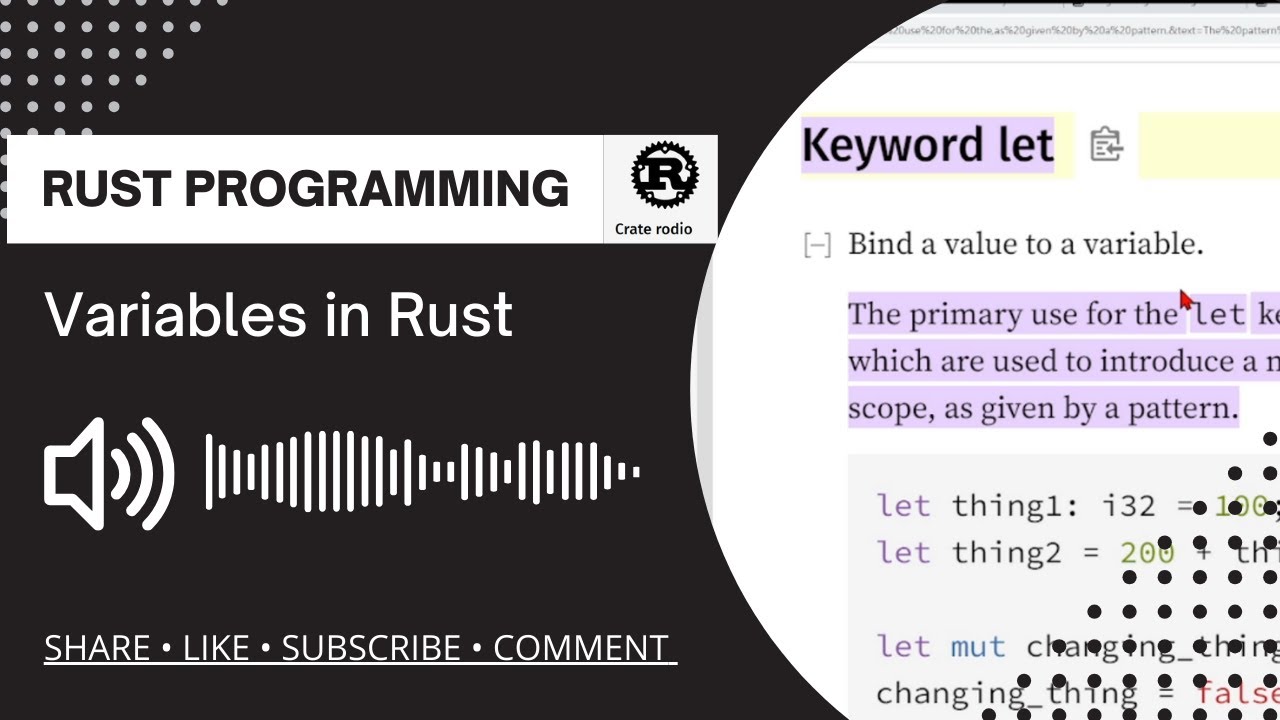 Variables in Rust - Tutorial - Basics of  Rust Programming for Audio - Keyword 'let'