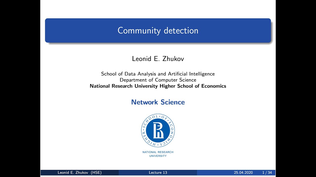Network Science. Lecture13. Community detection