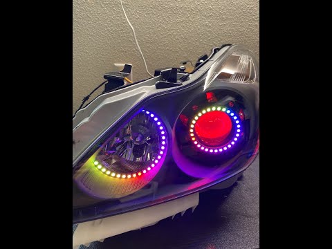 2008-2015 Infiniti G37 Coupe RGBW Color-Chasing Flow Series LED Halo Prebuilt Headlights AutoLEDTech