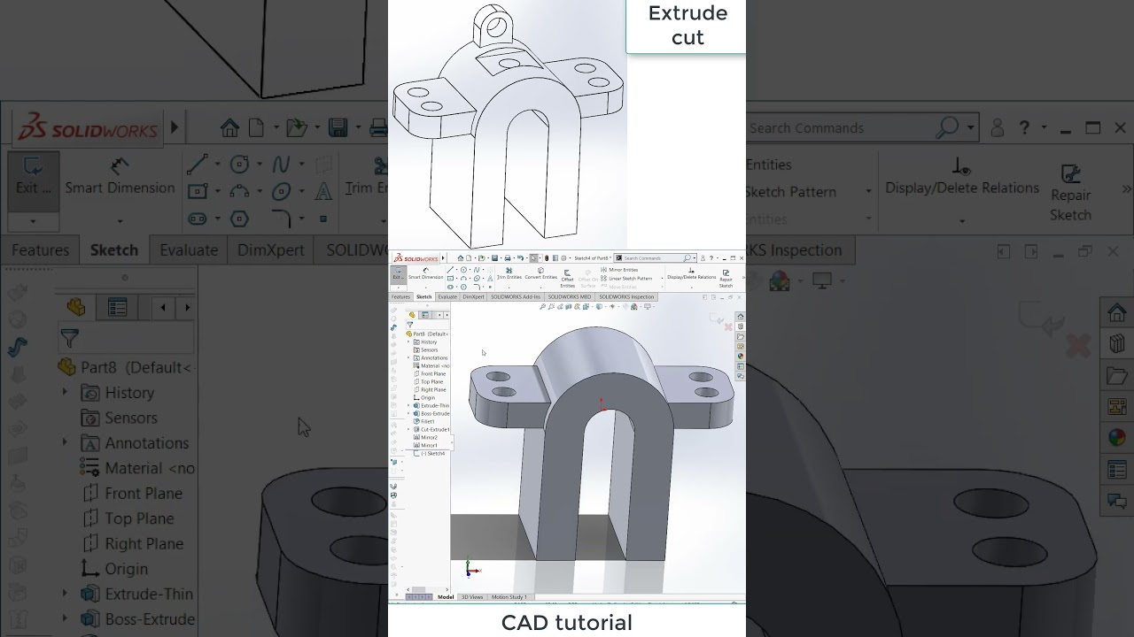 Solidworks basic quick tutorial: exercise 55#shorts