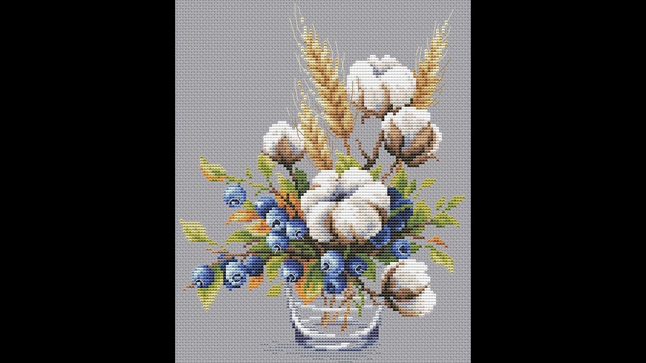 Large Cross Stitch Patterns Free PDF/ Cotton and Blueberries/ Cross stitch patterns free