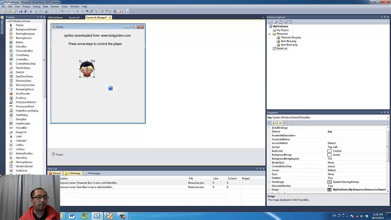 Games Programming with Visual Basic lesson 2 - Collision Detection