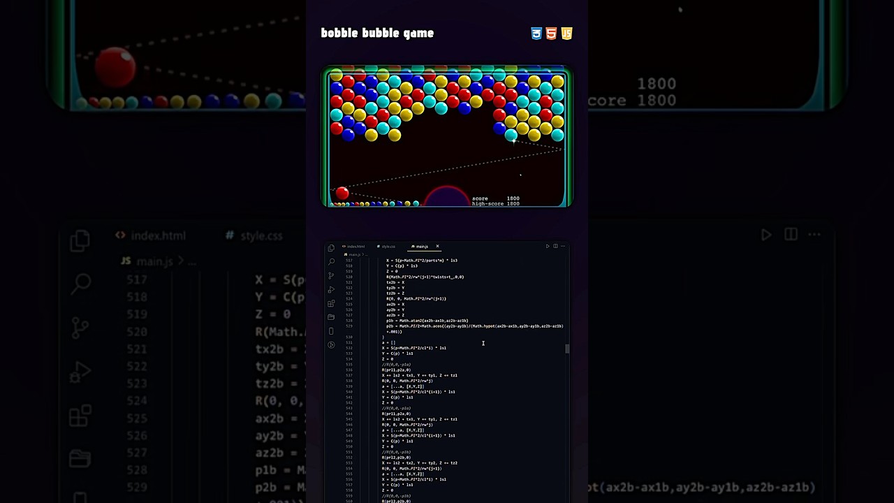 Create Bubble Bubble Game Using HTML CSS and JavaScript #coding #shortvideo #shorts #game #trending