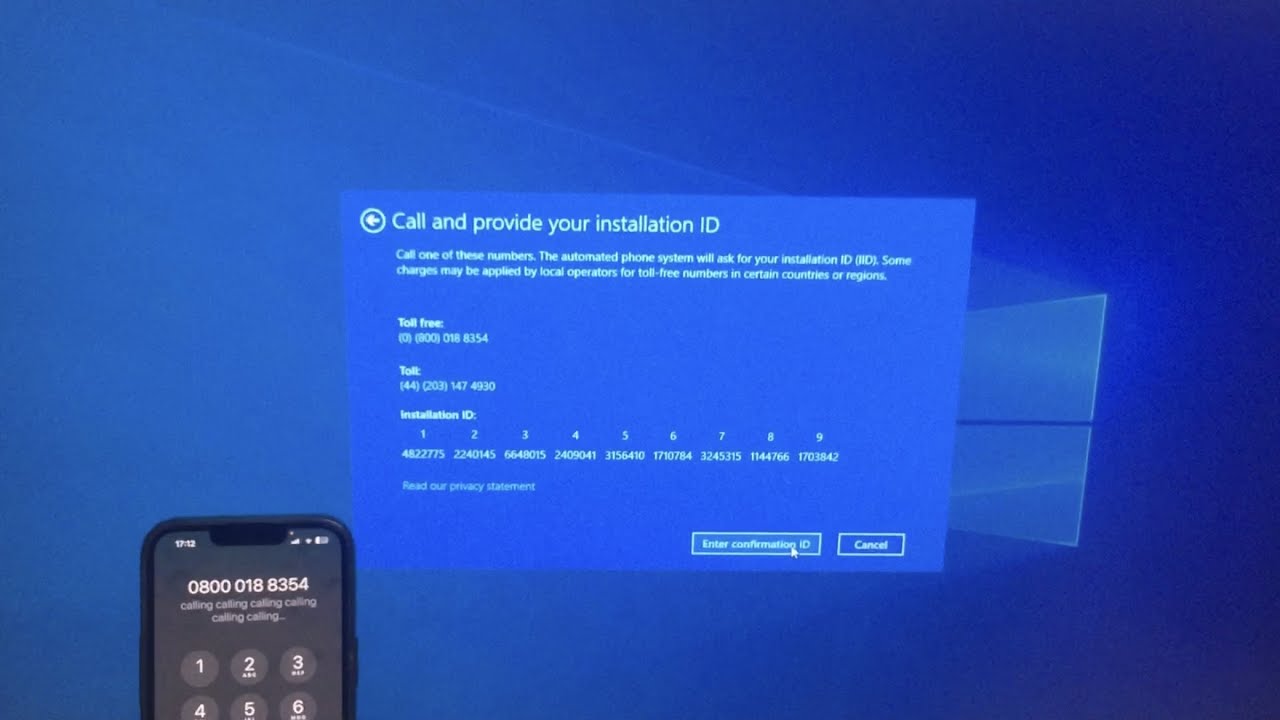 Activating Windows 10 Over the Phone!