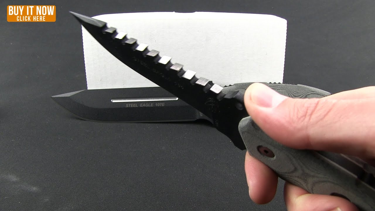 TOPS Knives Steel Eagle 107C Knife (7" Black Plain) - Blade HQ