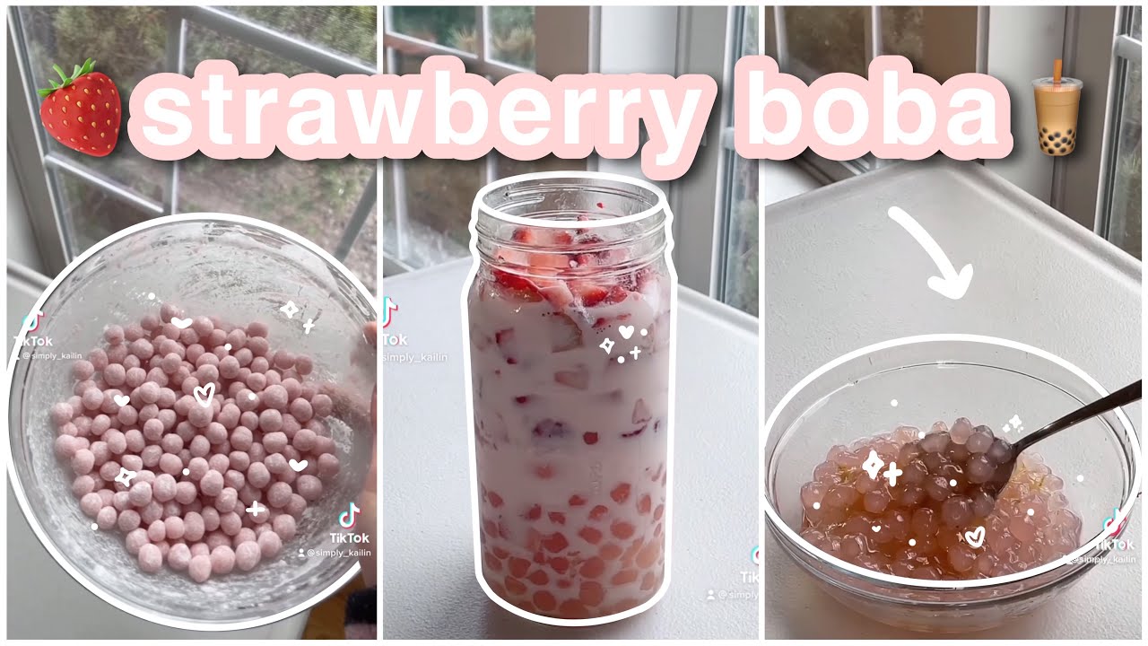 How to make 🍓strawberry boba🧋| from my TikTok @kailin.gu