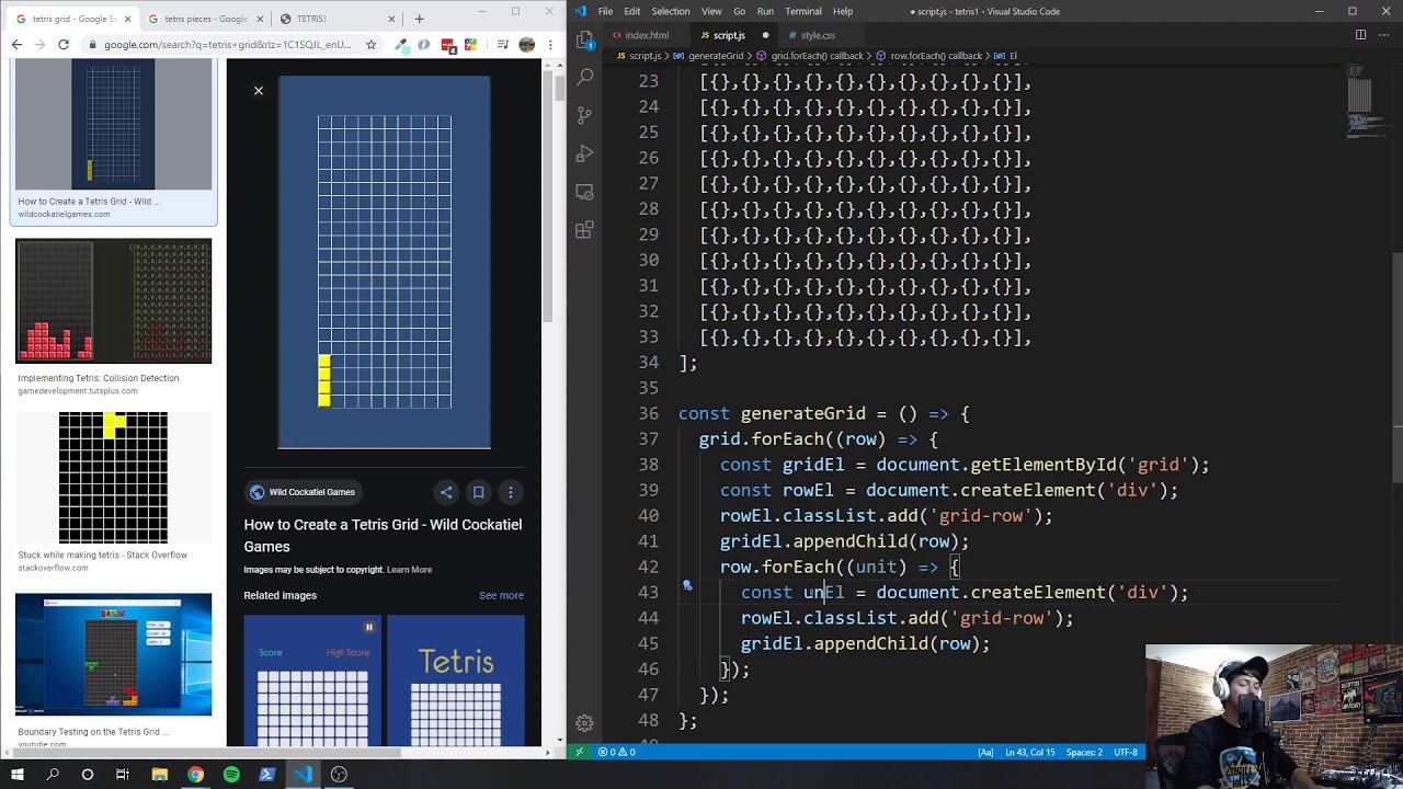 Attempting To Code Tetris In Plain Vanilla JavaScript LIVE - Part 1