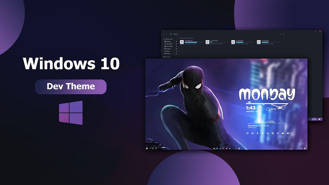 Dev Theme With Spider Man Desktop || Windows 10 Theme