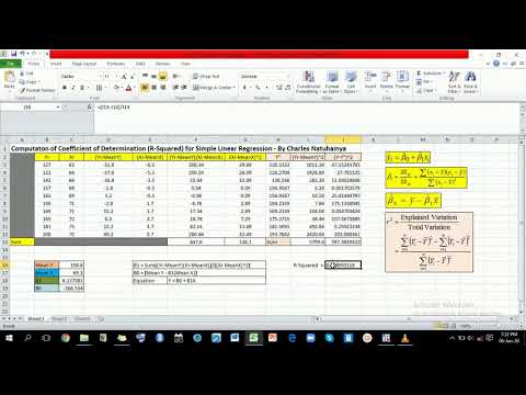 Calculation of R Squared (Coefficient of Determination) in MS Excel