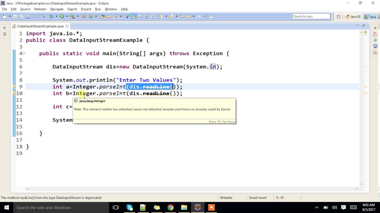 What is DataInputStream class in java. Explain with an example.