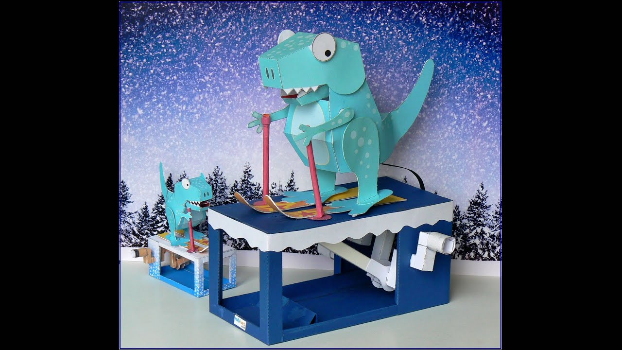 Ski-Rex, movable paper model