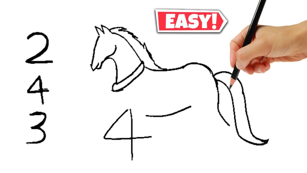 Horse Drawing from 243 Number // Easy Horse Drawing // Number Turns into Drawing