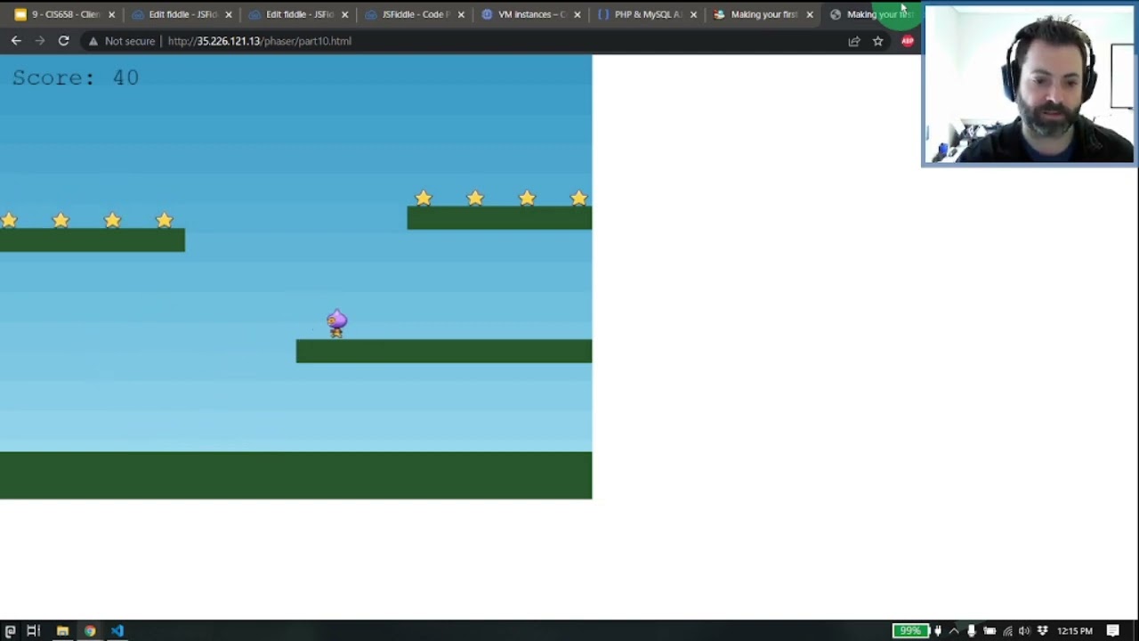 CIS658 - Client-Side Scripting (Phaser  Demo)