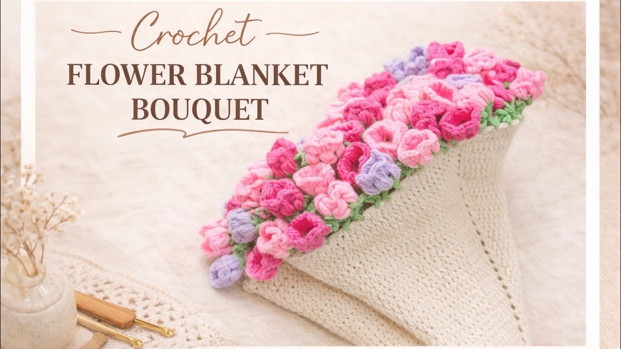 How to crochet flower blanket bouquet | belajar merajut selimut buket bunga cocok untuk pemula