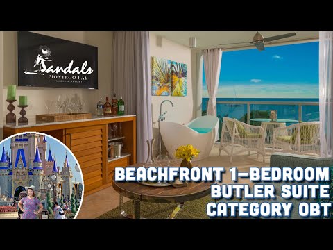 Beachfront One-Bedroom Butler Suite with Tranquility Soaking Tub Tour - OTB - Sandals Montego Bay