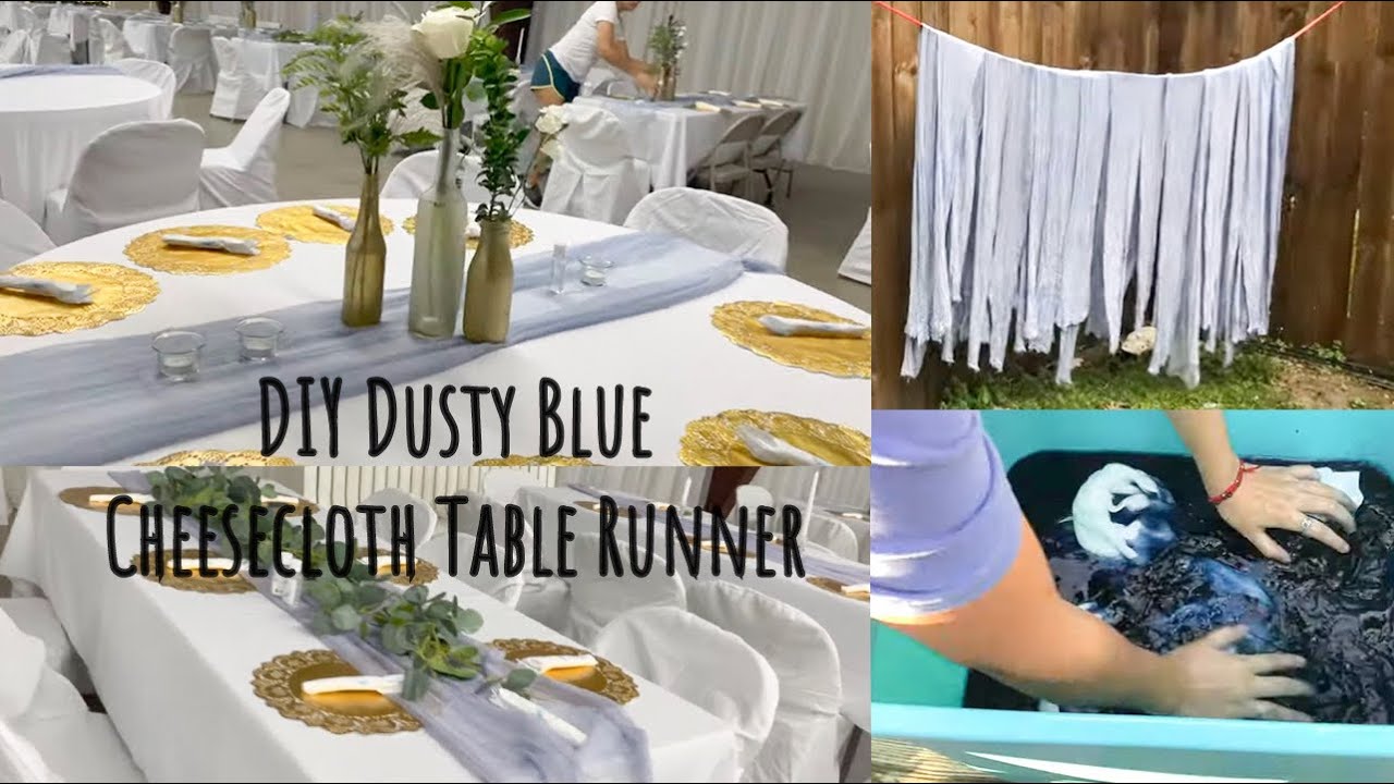 DIY Dusty Blue Cheesecloth Table Runners | Wedding DIY
