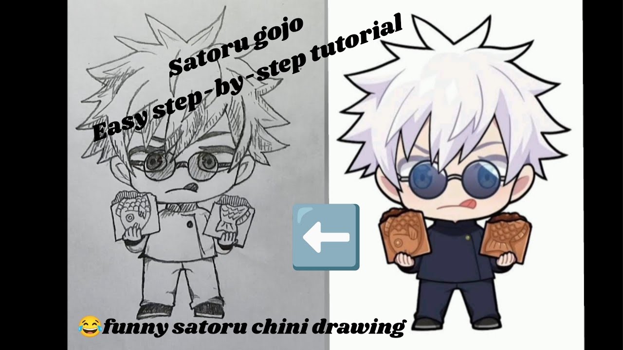 Learn how to draw satoru gojo chibi drawing | anime drawing | pencil sketch drawing