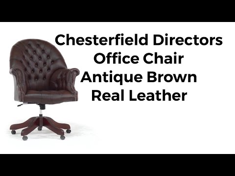 Chesterfield Directors Office Chair Antique Brown Real Leather