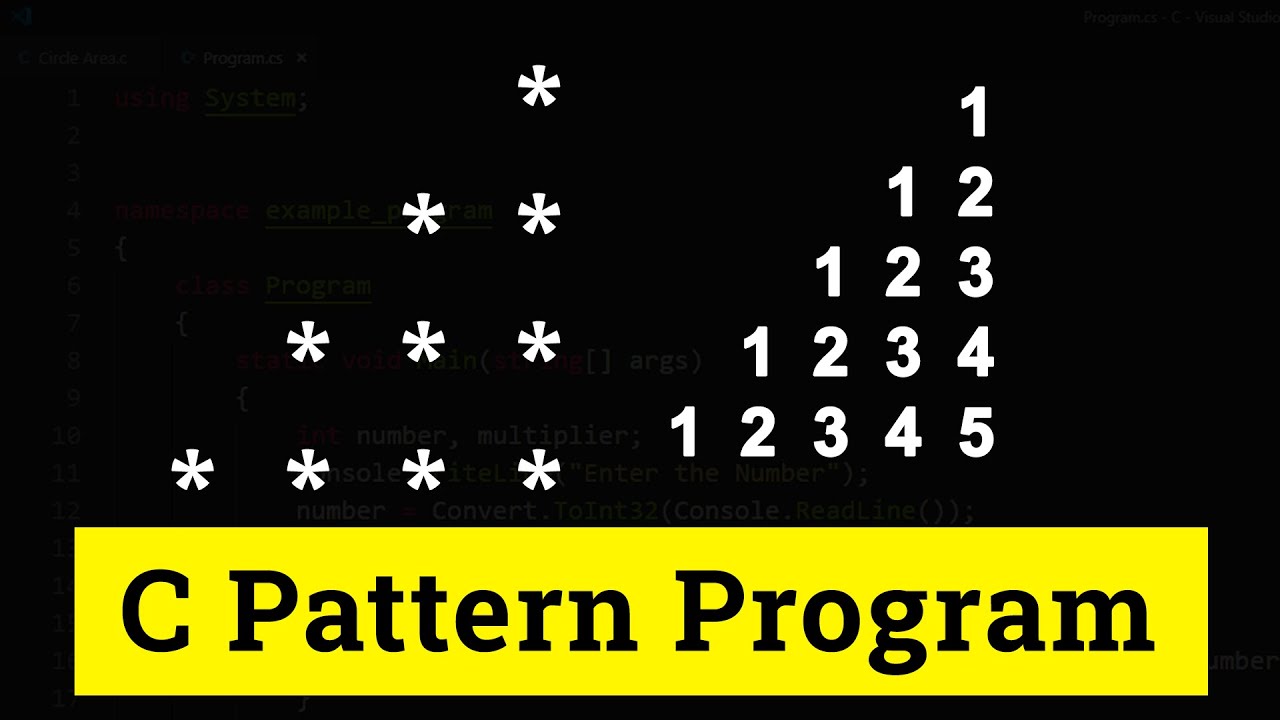 C Program to Display Mirror Right Angle Triangle Star and Numbers Pattern