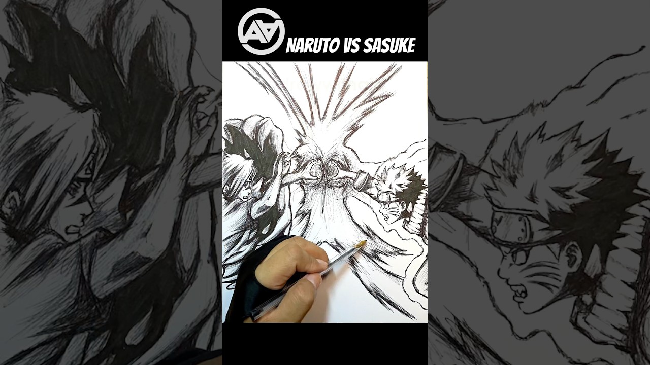 Drawing Naruto vs Sasuke 🔥✍️😎 #drawing #art #naruto #fanart #shorts #sasuke #anime #animeart