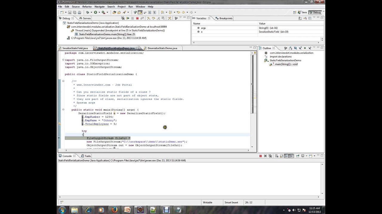 Java Interview Question And Answer Serialization Is Not For Static Explain Java Interview