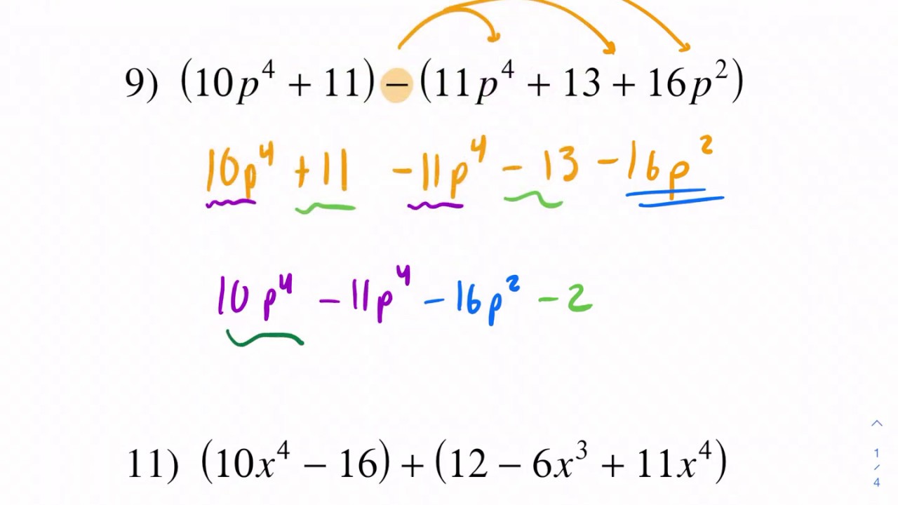 Kuta Tutorial: add/subtract polynomials