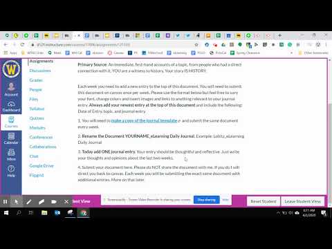 Living History Journal Instructions