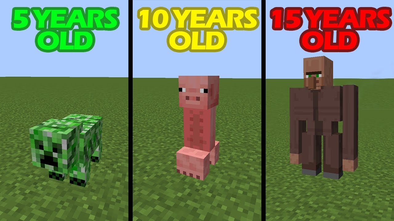 cursed minecraft at different ages