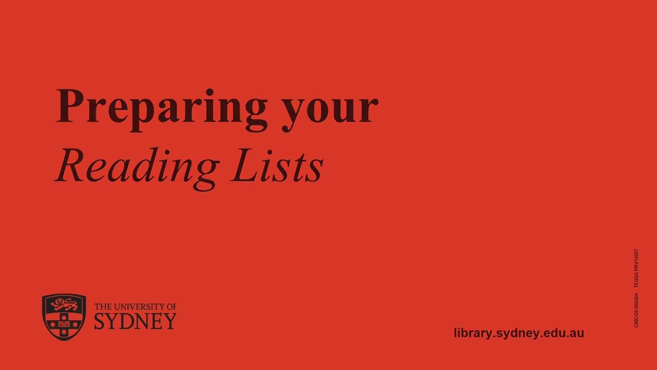 Preparing your Reading Lists