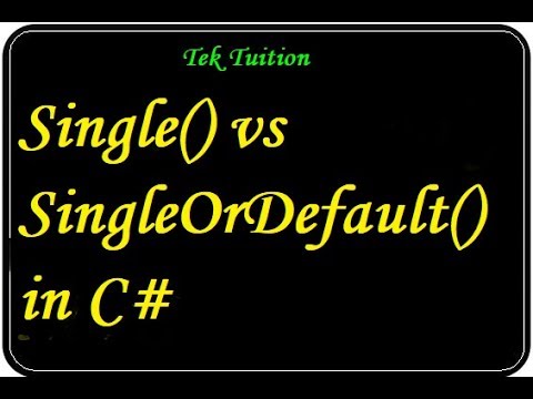 Single() vs SingleOrDefault() in C#